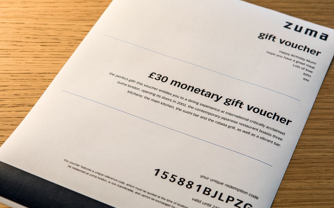 monetary gift voucher - Zuma