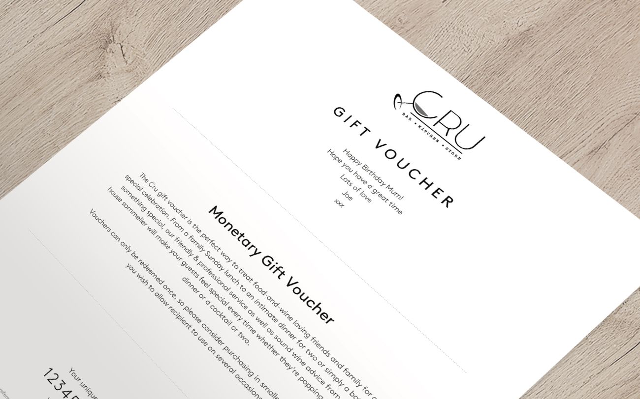 Monetary Gift Voucher | Cru Wine