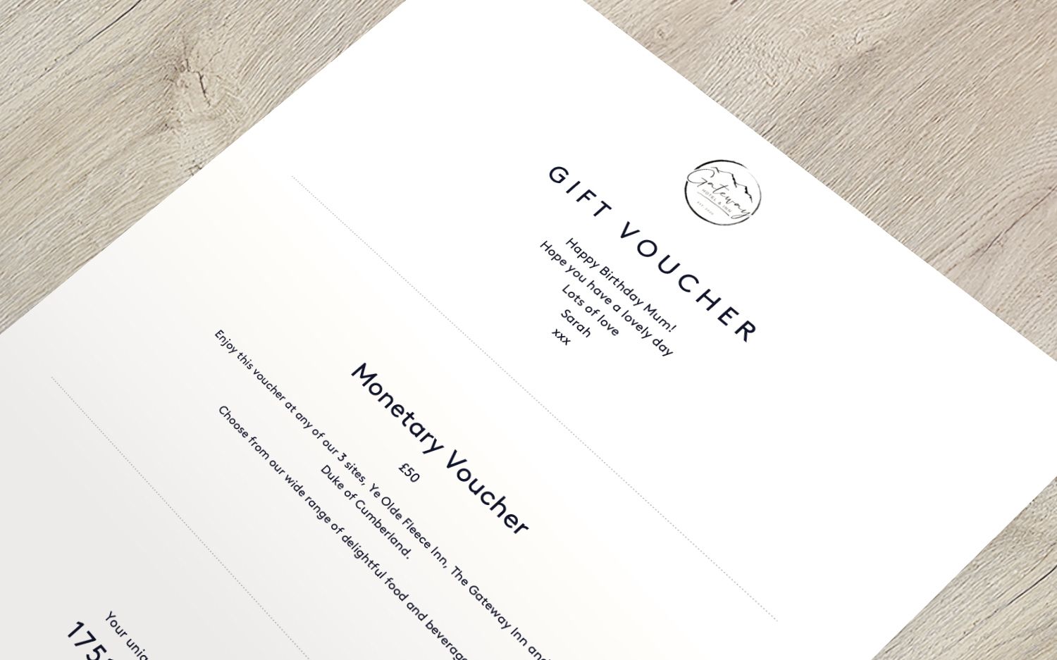 Monetary Voucher - The Gateway Inn