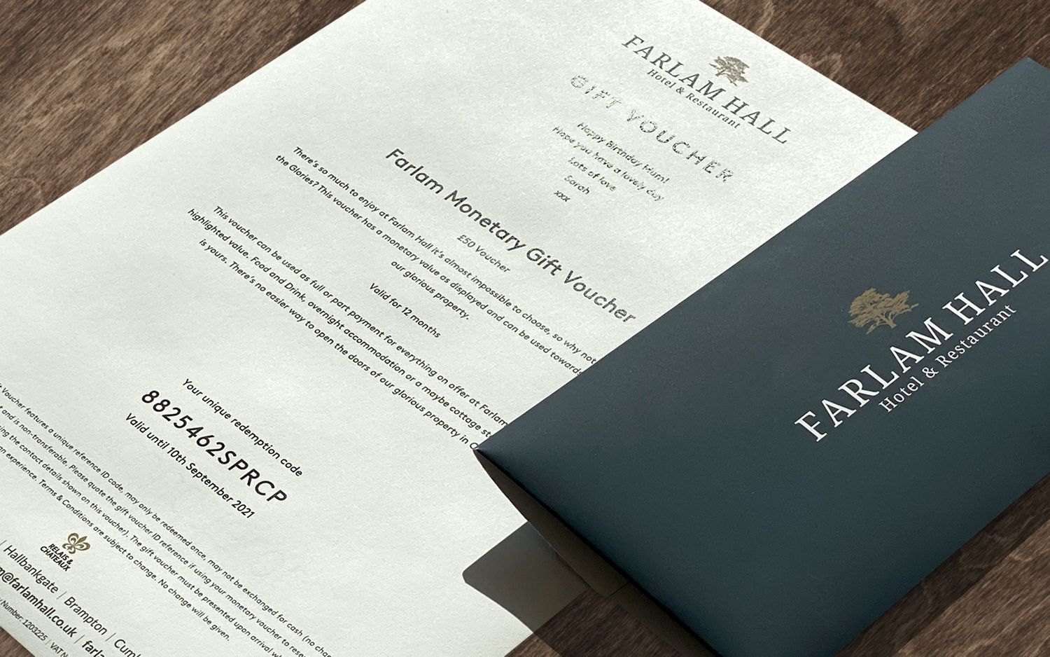 Farlam Hall Monetary Vouchers - Farlam Hall Hotel & Restaurant