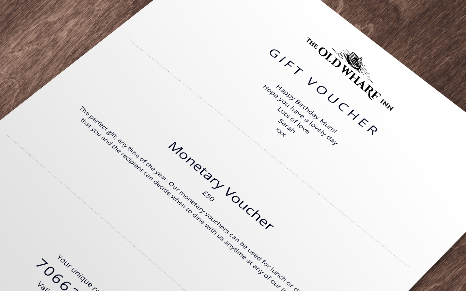 Gift Voucher - The Old Wharf Inn