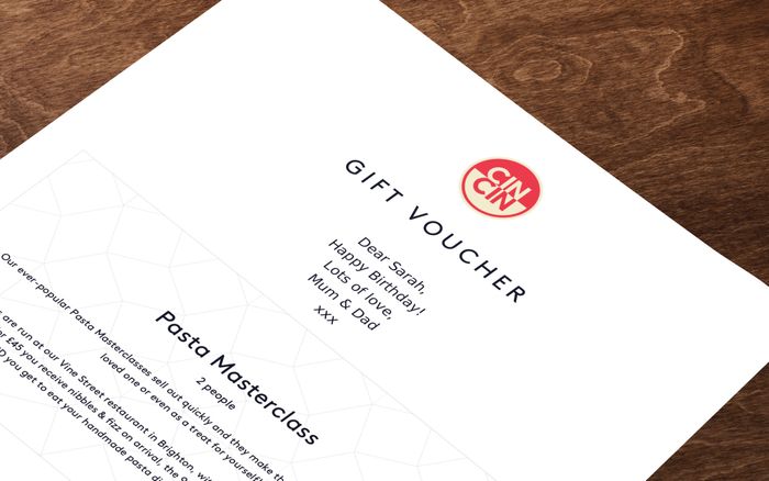 Monetary gift voucher - Cin Cin