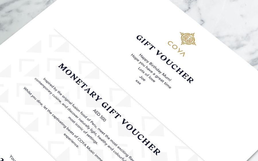 Gift Vouchers - COYA Dubai